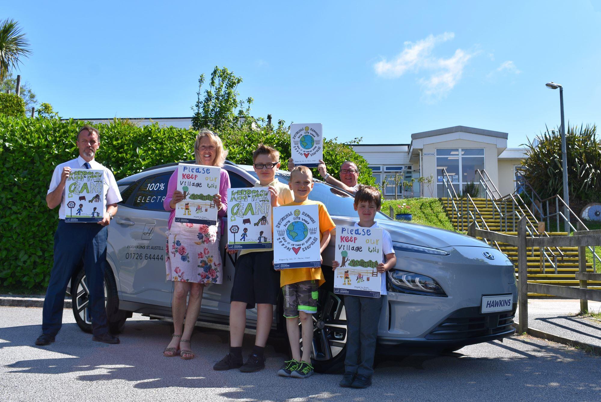 St Mewan School Design Littering Signs | Cornwall | Hawkins Motor Group