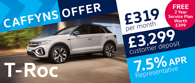 Volkswagen T-Roc From £319 Per Month | Sussex & Kent | Caffyns Volkswagen