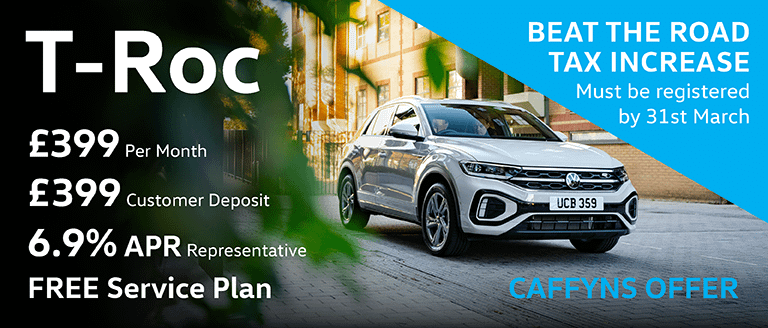 Volkswagen T-Roc From £399 Per Month | Sussex & Kent | Caffyns Volkswagen